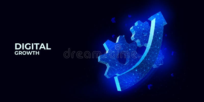3d Gear Background. Digital Growth Banner. Arrow Development. Engine ...