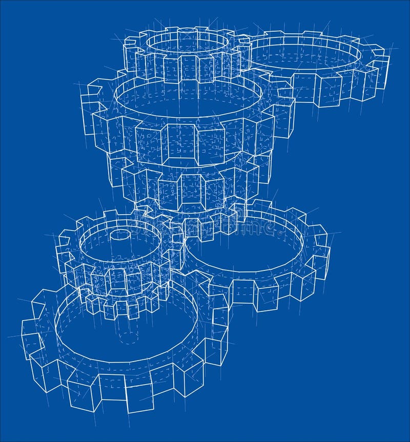 3D gears. Vector stock vector. Illustration of detail - 129428115