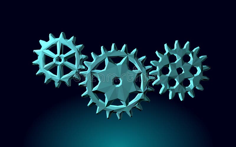3D Gears Work Progress Concept. Wheel Industry Mechanism Engineering ...