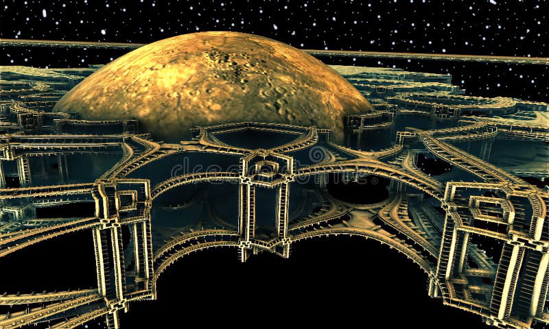 3D Generative Space Station Artwork Stock Illustration - Illustration ...