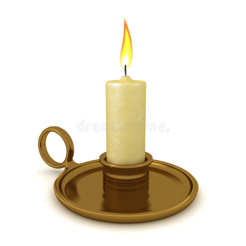 3D Generic Classic Candle in Candelabrum Stock Illustration ...