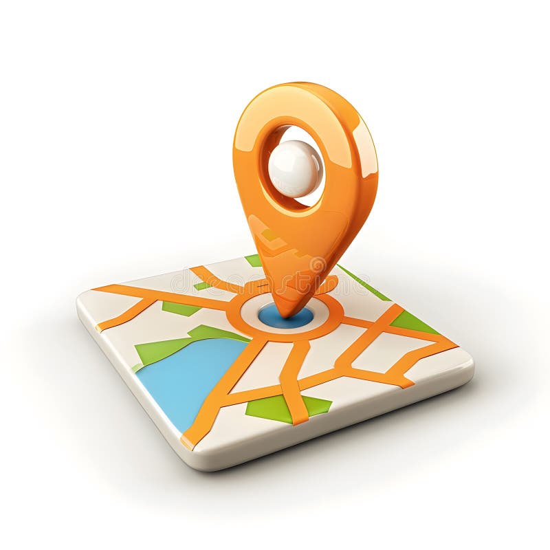 3D Geolocation Illustration with a Location Pin Icon and Path Symbol ...