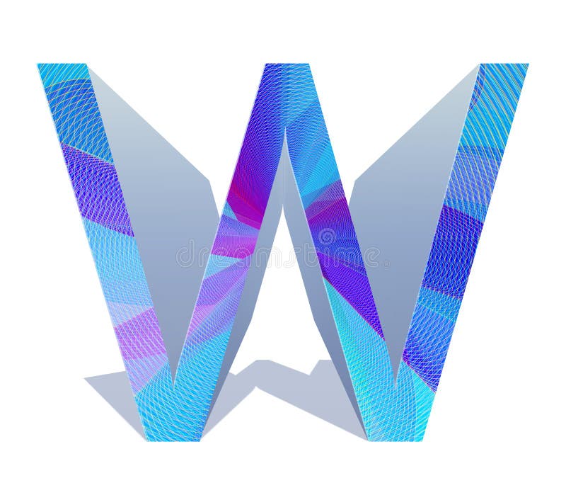 3D Geomatical Mesh Letter W Stock Illustration - Illustration of ...