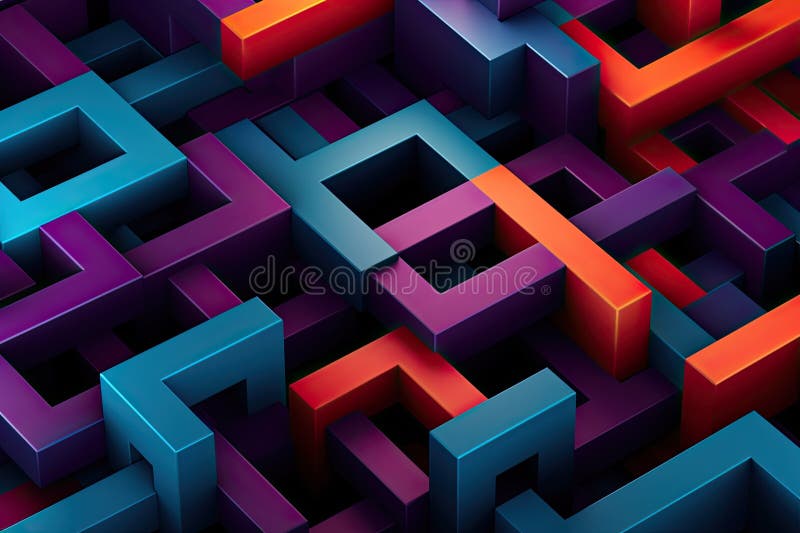 3D Geometric Background Interlocking Shapes and Patterns in a ...
