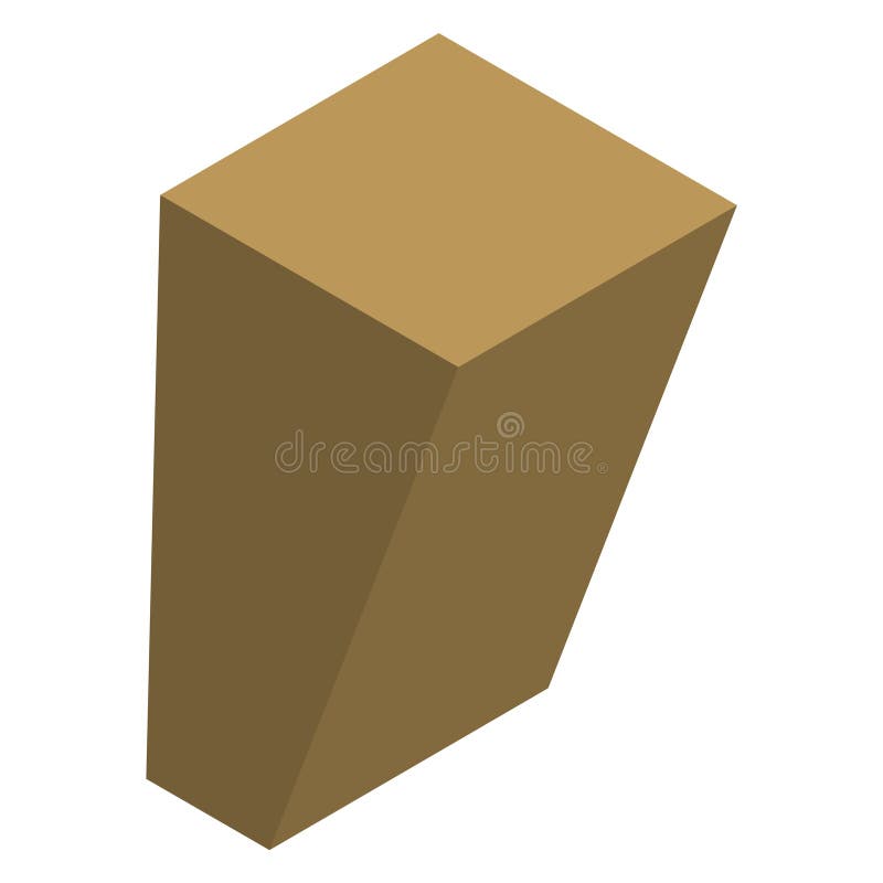 3D Geometric Brown Rectangle Standing Upright on White Background ...