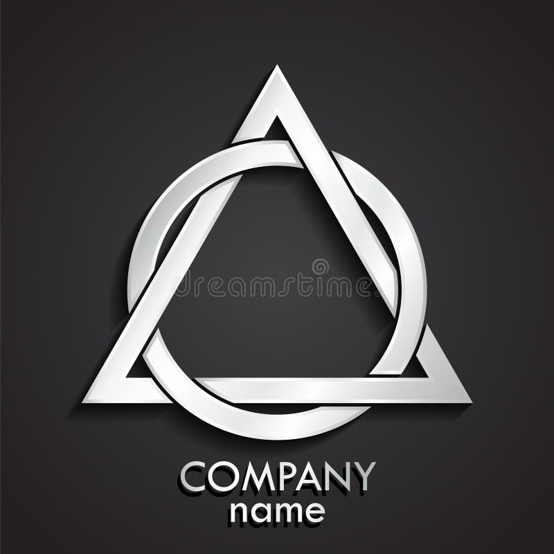 3d Geometric Circle and Triangle Silver Metal Logo Design Stock Vector ...