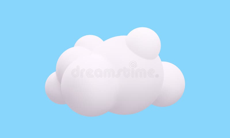 3d Render Geometric Cloud Isolated on Blue Background. Vector ...