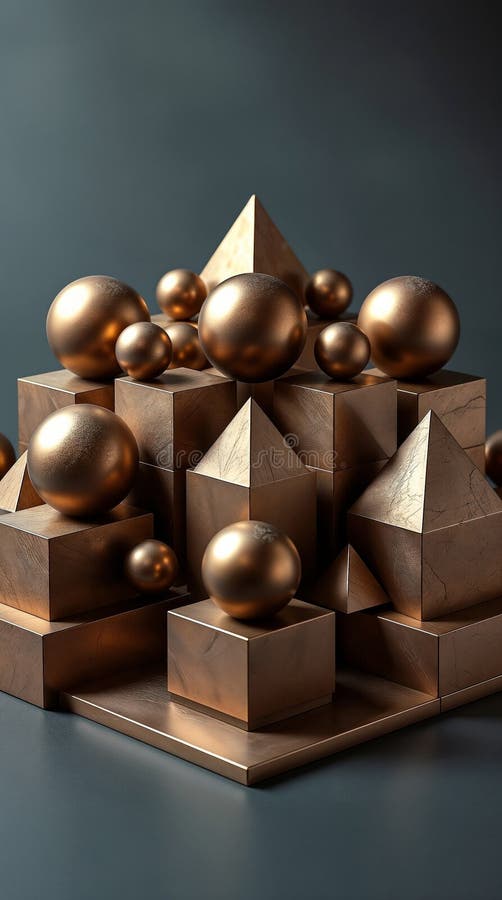 3D Geometric Composition of Arranged Spheres, Cubes, and Pyramids.AI ...