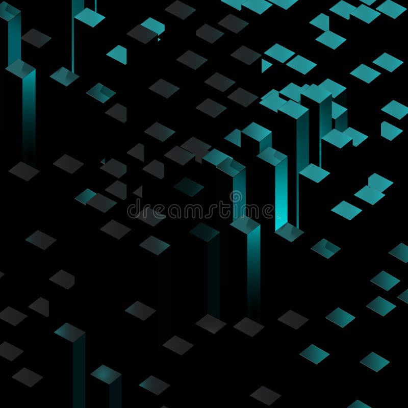 3D Geometric Cube Background with Blue Light. Stock Vector ...