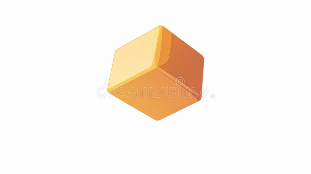 3D Geometric Cube in Orange Color with Smooth Gradient Effects on ...