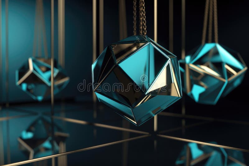 3d Geometric Form and Structure Floating in Space, with Stars and ...