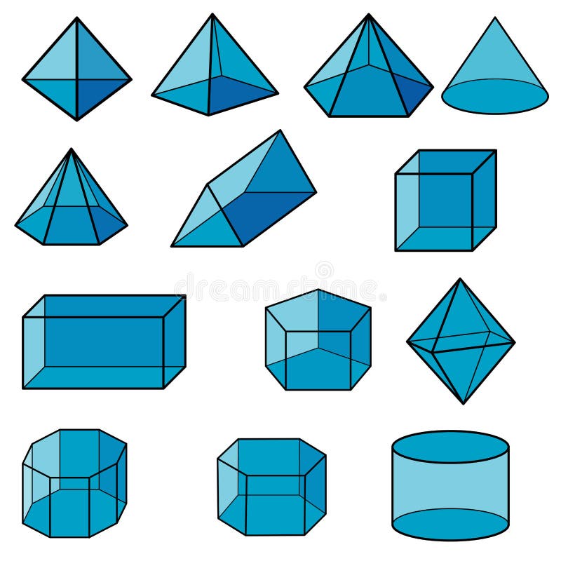 Volume Geometric Shapes: Sphere, Cone, Cylinder, Cube, Pyramid. Stock ...