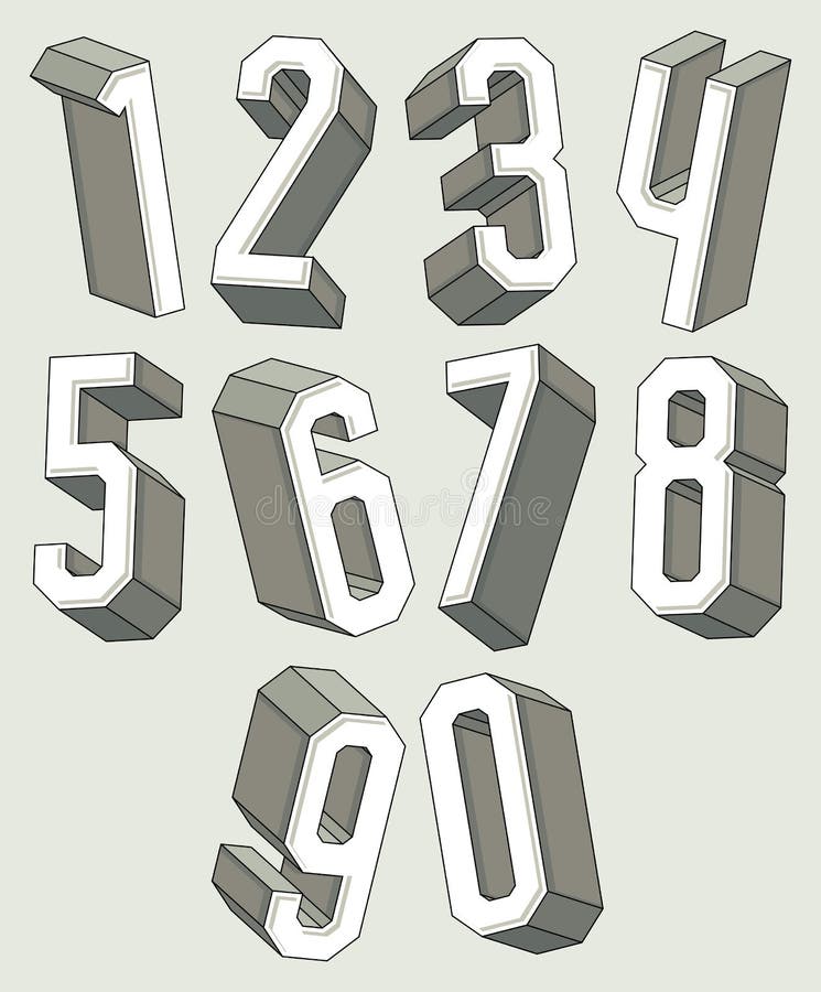 3d Geometric Numbers with Halftone Dots Textures. Stock Vector ...