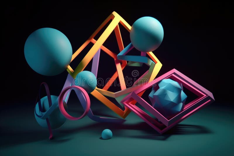 3d Geometric Objects and Shapes in Motion, Interacting with Each Other ...