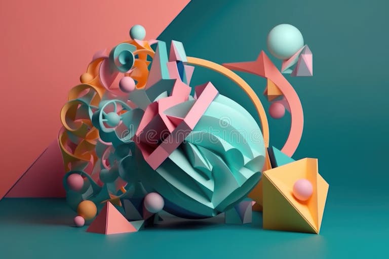 3d Geometric Objects and Shapes in Motion, Interacting with Each Other ...