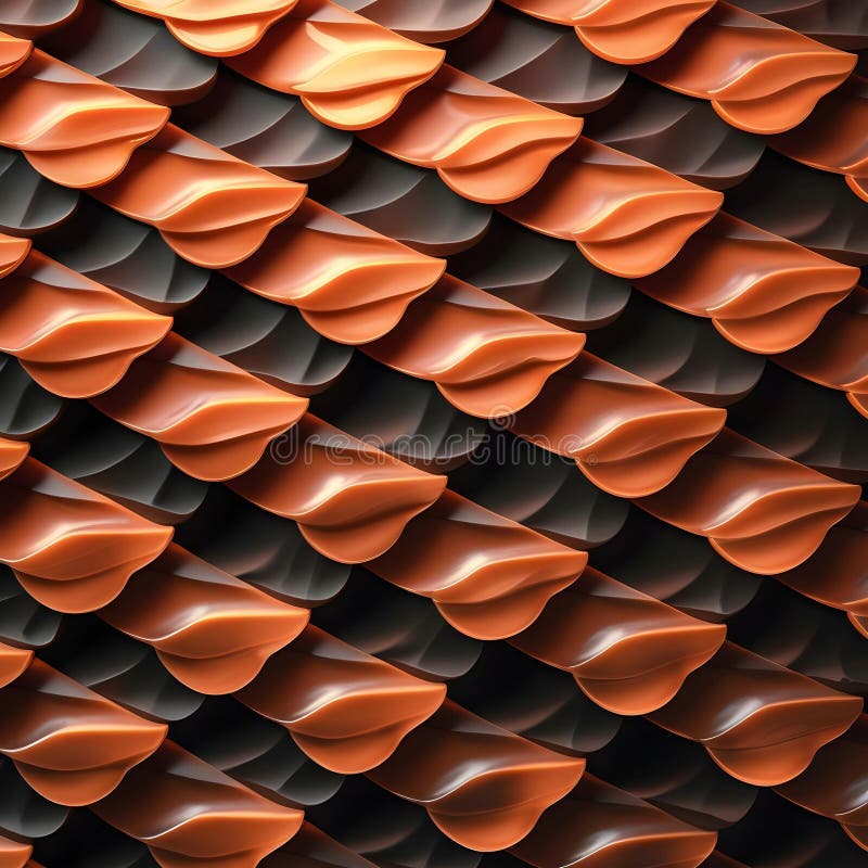 A 3D Geometric Pattern Featuring Overlapping Orange Tiles Arranged in a ...