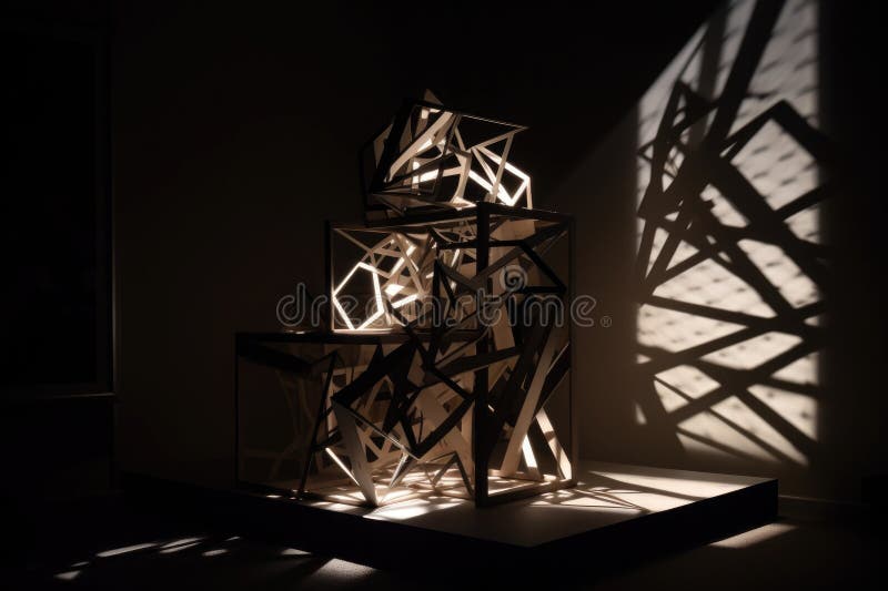 3d Geometric Sculpture, with Light and Shadow Playing on Its Surface ...