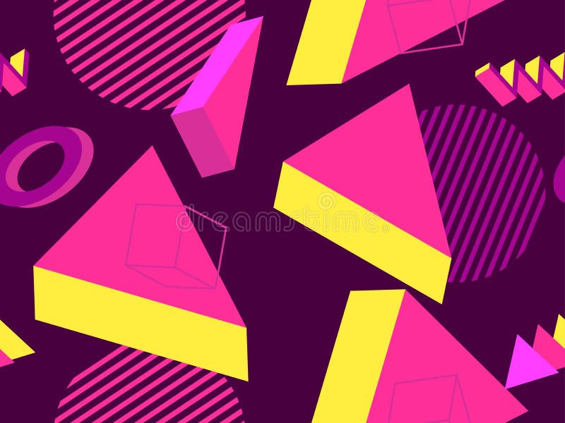 3d Geometric Seamless Pattern in Style of the 80s. 3d Isometric ...