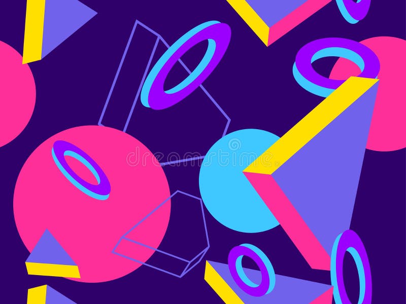 3d Geometric Seamless Pattern in Style of the 80s. 3d Isometric ...