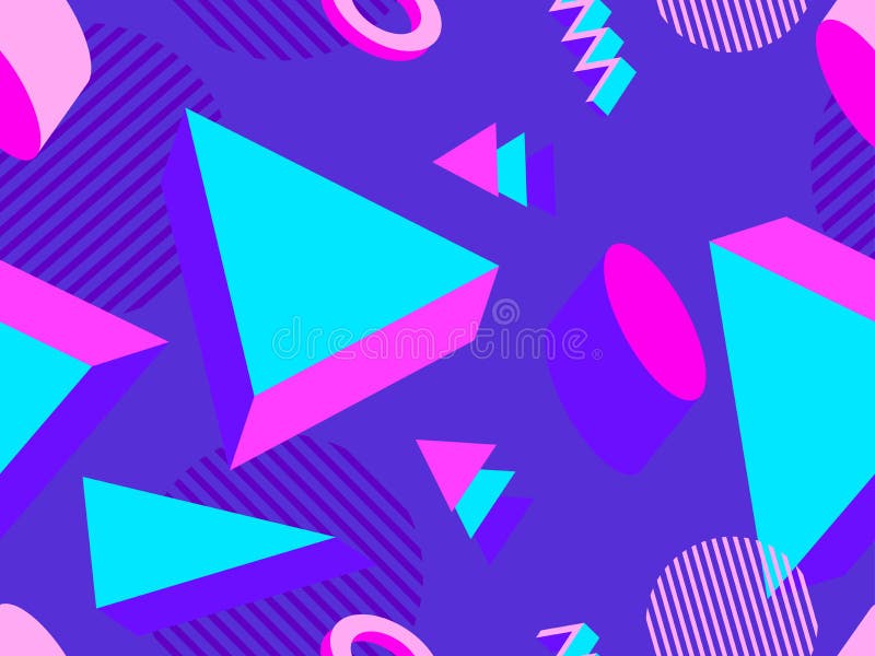 3d Geometric Seamless Pattern in Style of the 80s. 3d Isometric ...