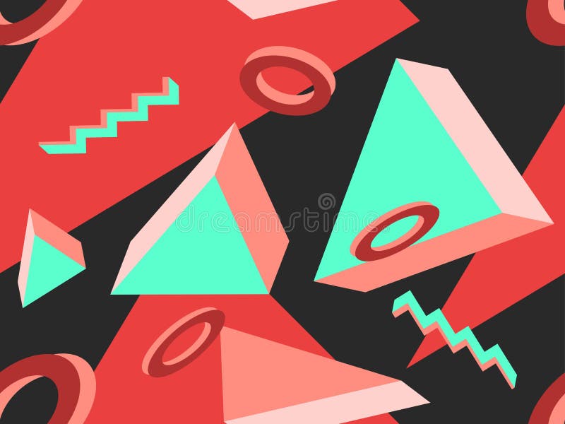 3d Geometric Seamless Pattern in Style of the 80s. 3d Isometric ...