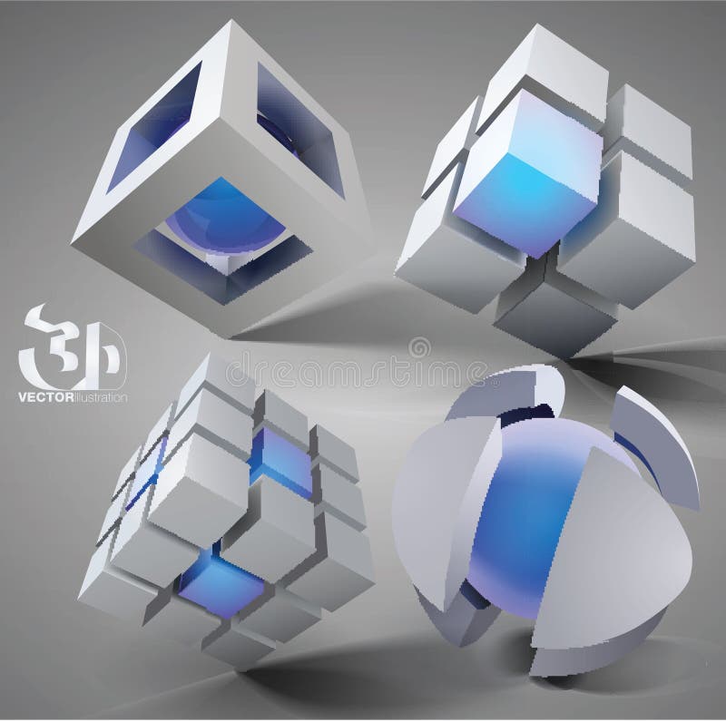 3d Geometric Set stock vector. Illustration of architecture - 104547339