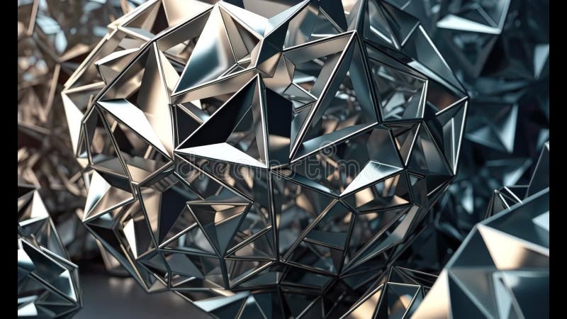 3D Geometric Shape Background, Abstract Polyhedrons Metallic Hues ...