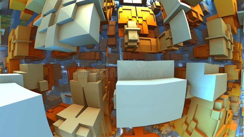 3D Geometric Shapes from Cubes Stock Illustration - Illustration of ...