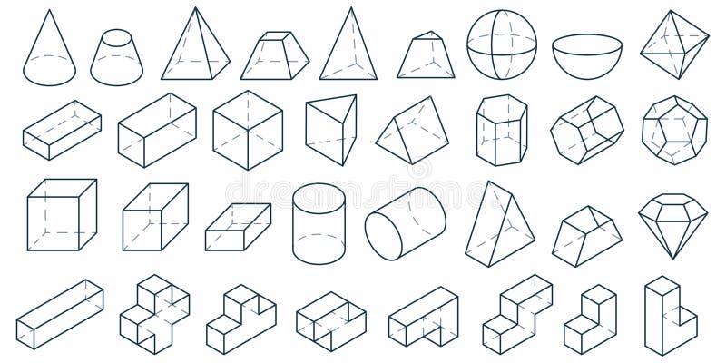 3D Geometric Shapes. Set of Basic Figures: Cube, Pyramid, Sphere ...