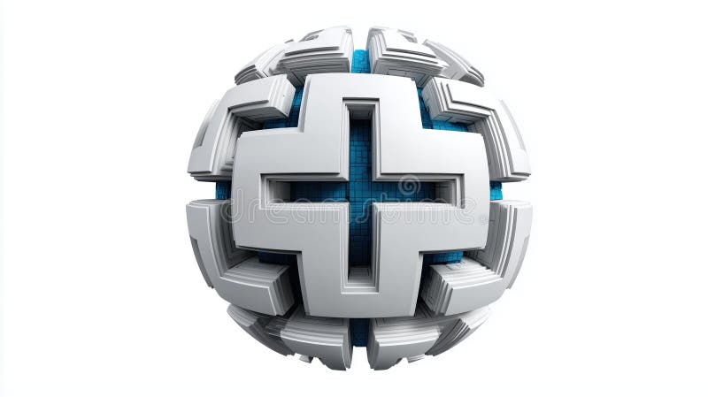 3D Geometric Sphere with Cross Pattern. Sci-fi Inspired Abstract ...