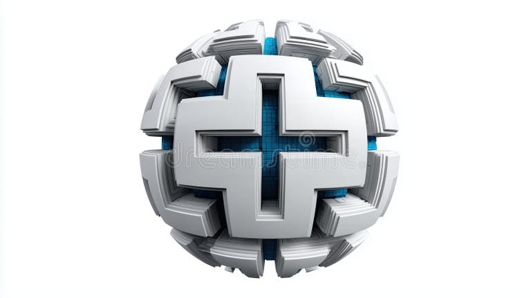 3D Geometric Sphere with Cross Pattern. Sci-fi Inspired Abstract ...