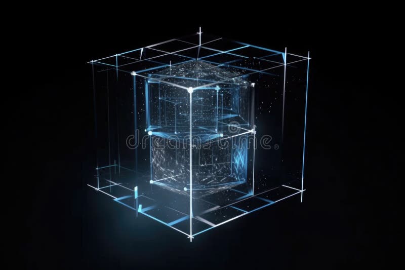 3d Geometric Structure of Cube with Transparent Parts and Abstract ...