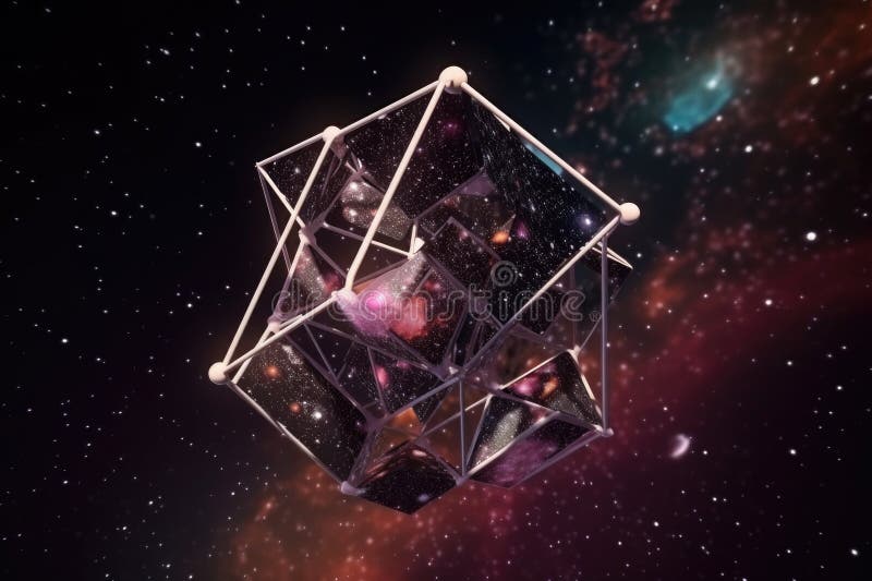 3d Geometric Structure Floating in a Galaxy of Stars and Nebulae Stock ...