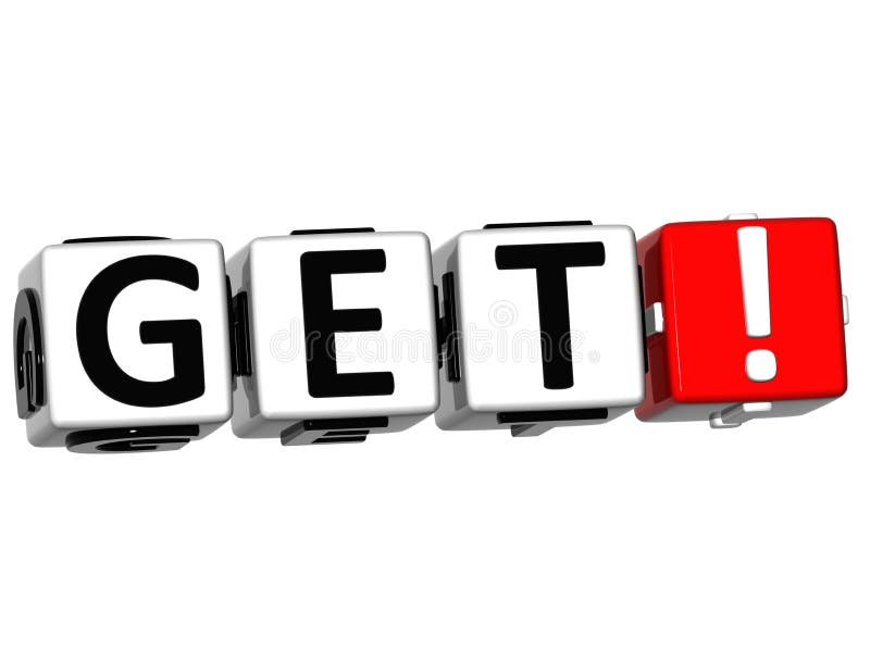 3d Get Button Click Here Block Text Stock Illustration Illustration Of Cube Plan 91878579