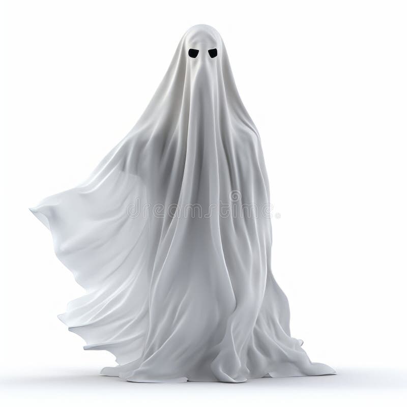 Detailed 3d Ghost on White Background with Flowing Fabrics Stock ...