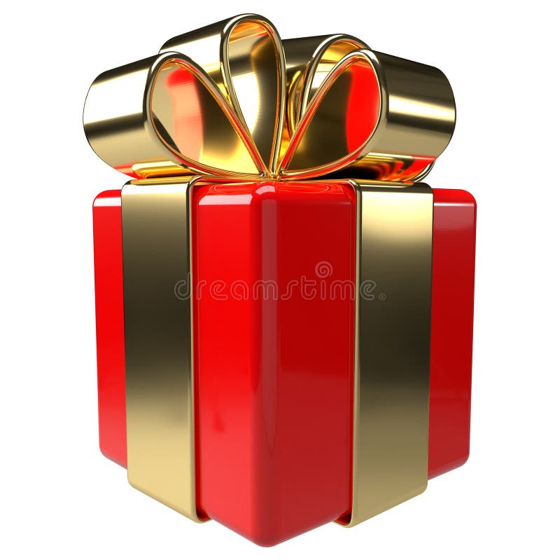 3d Gift Box Icon. Christmas Holiday Red Gold Gift Wrap. Stock ...