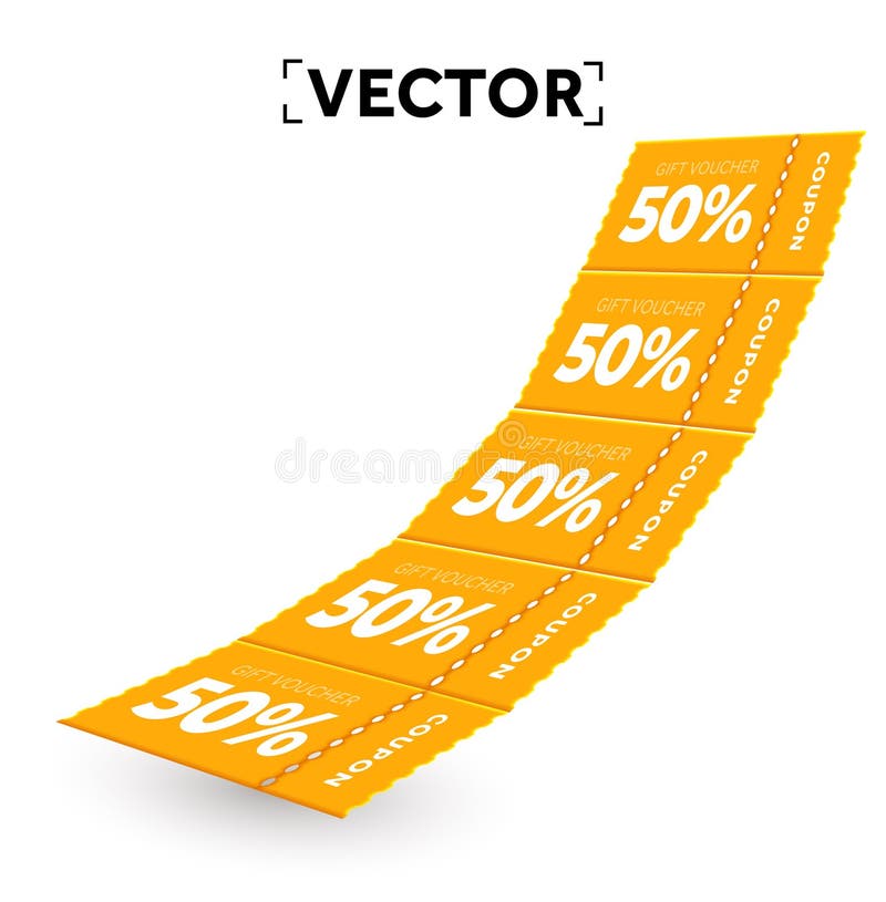 3d Gift Voucher Coupons with Percentage Off, Coupon Code, Isolated on ...