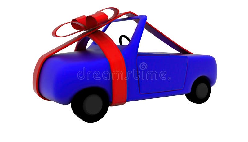 3d Gift Wrapped Car Concept Stock Illustration - Illustration of white ...