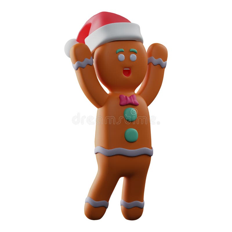 3D Gingerbread Design Having a Funny Expression Stock Illustration ...