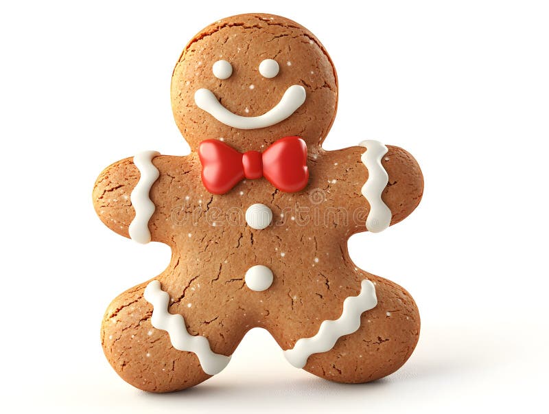 3D Gingerbread Man Character with Icing Details Stock Illustration ...