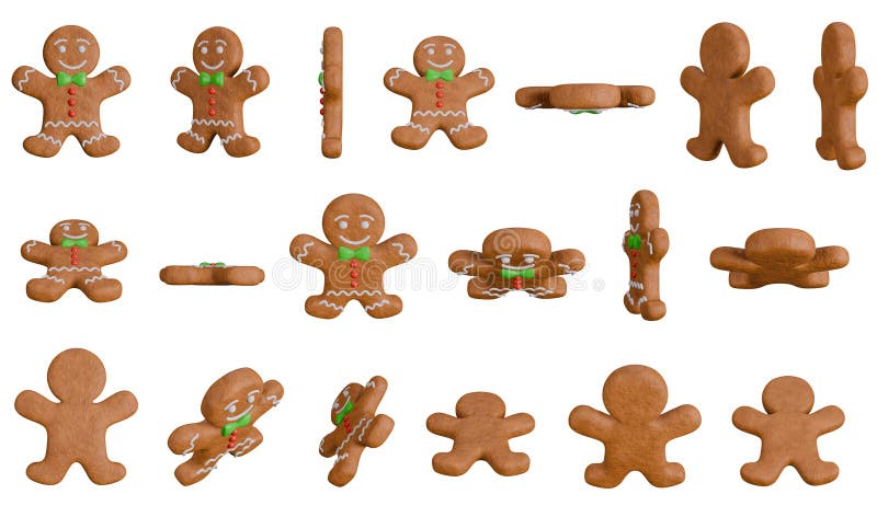 3d Gingerbread Man Renders. Christmas Cookies Stock Illustration ...