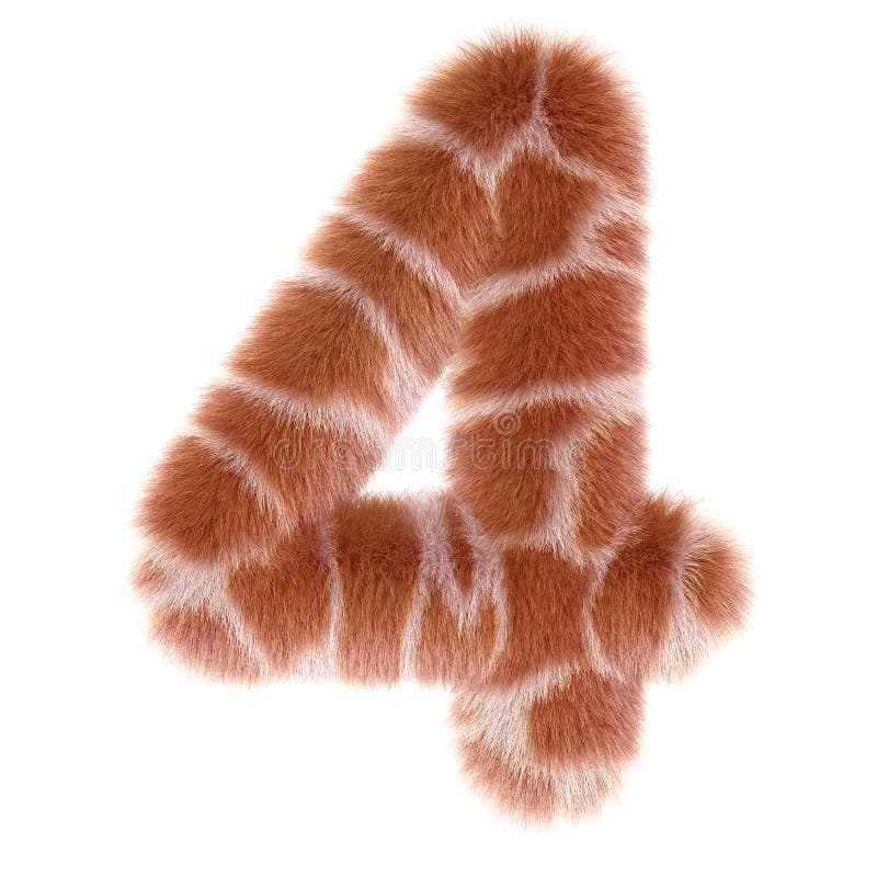 3d Giraffe Cartoon Funny Creative Fur Number 4 Stock Illustration ...