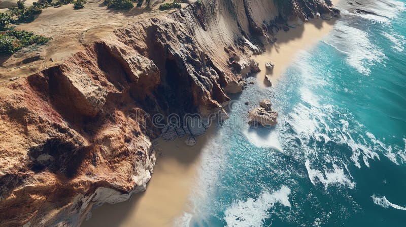 3D GIS Aerial Visualization of a Coastal Cliff Highlighting Elevation ...