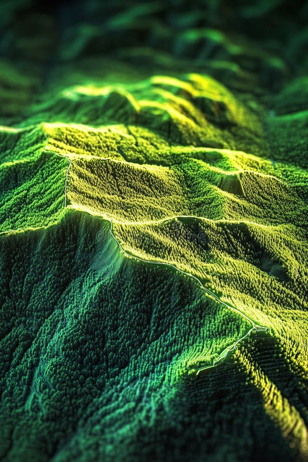 3D GIS Map of a Forested Mountain with LiDAR Data Visualizing Elevation ...