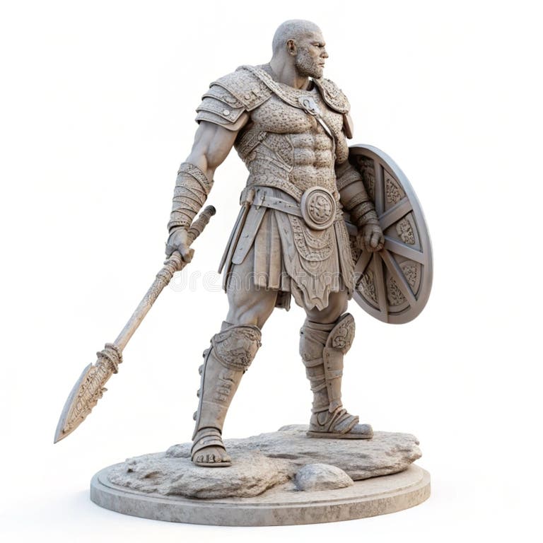 3D Gladiator Statue Isolated on Transparent Background Stock ...
