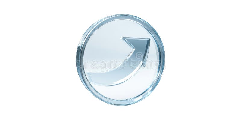 3D Glass Arrow Icon in Circular Frame. Symbol of Progress and Direction ...