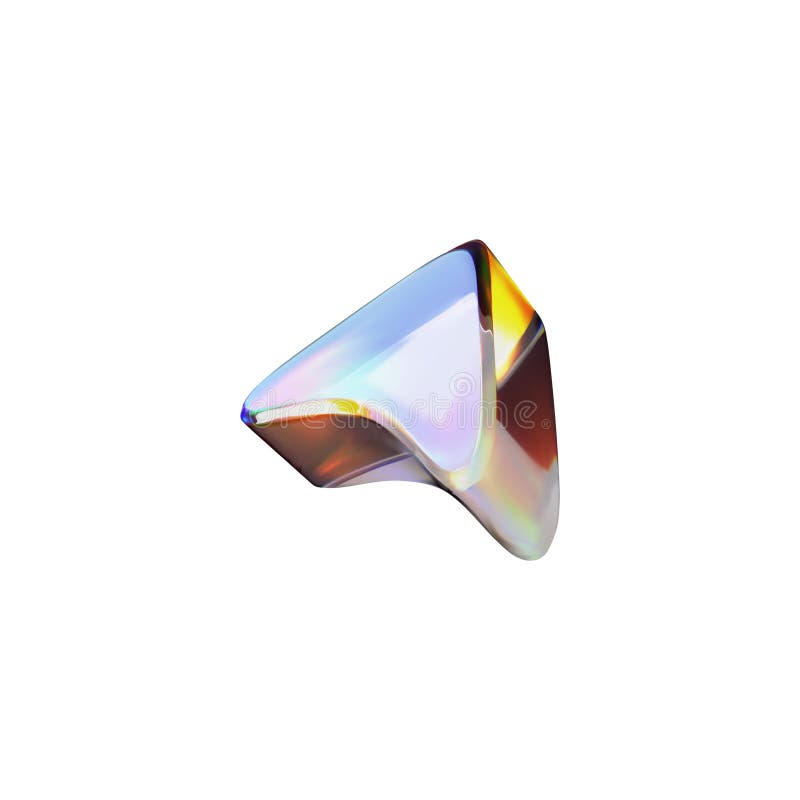 3D Glass Arrowhead Icon with Refraction Holographic Effect, Vector ...