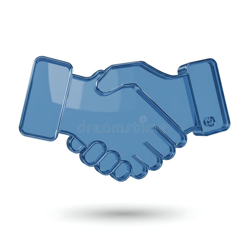 3D Glass Handshake Icon, Partnership Deal Stock Illustration ...