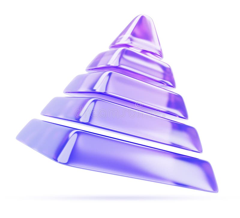 3d Glass Holographic Pyramid Render. Abstract Geometric Shape of Five ...