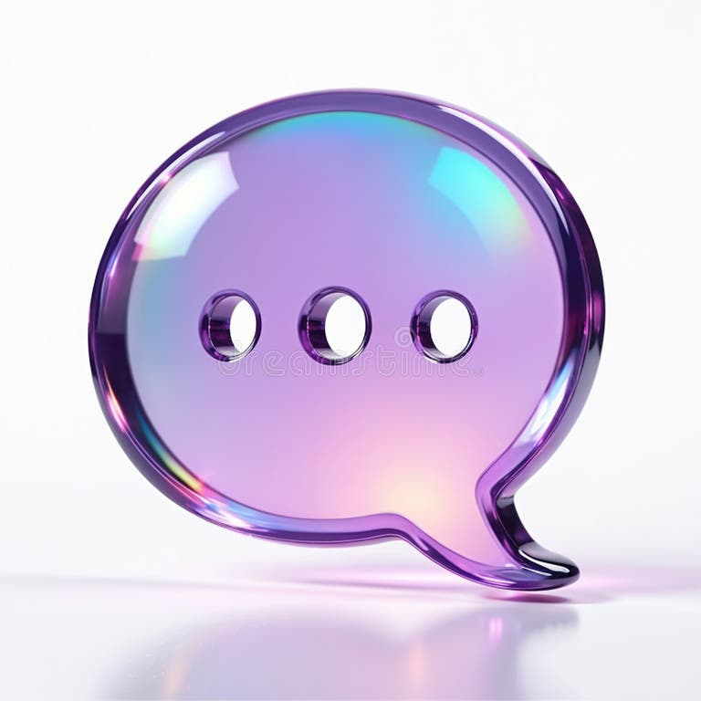3D Glass Holographic Speech Bubble Icon. Chat Symbol for Text Message ...